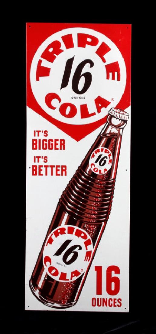 Triple Cola Embossed Tin Advertising Sign 1940-50