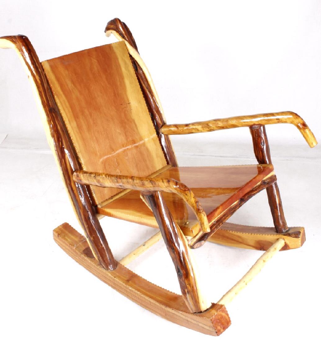 535: RUSSIAN STYLE CARVED WOOD SKELETON ROCKING CHAIR