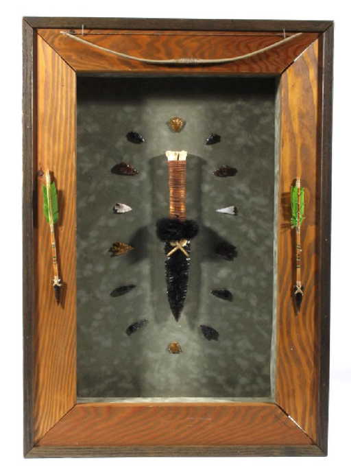 Native American Framed Arrowhead Shadowbox Display Native American Framed Arrowhead Shadowbox Display