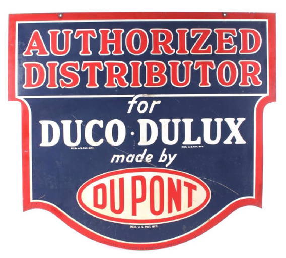 Dupont Duco Delux Double Sided Porcelain Sign 1947
