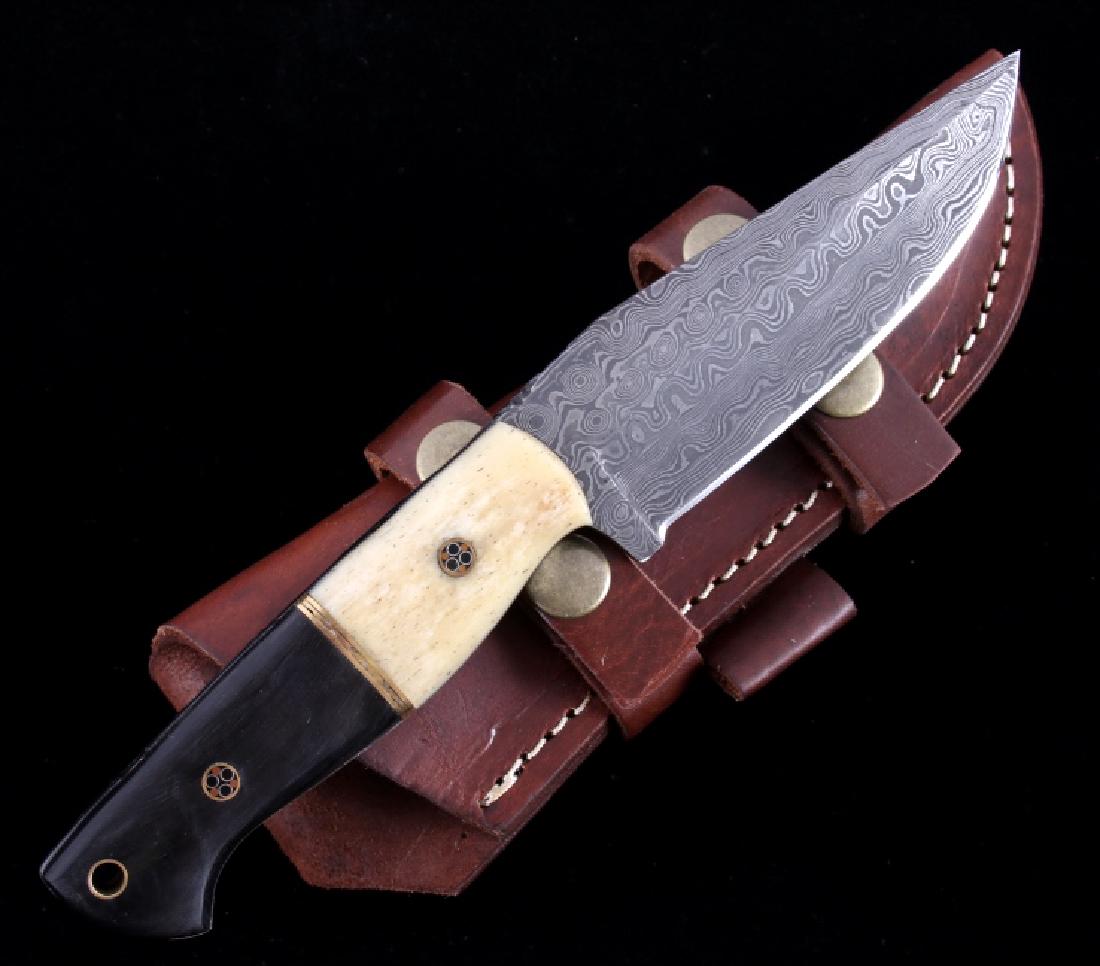 CFK Damascus Exotic Camel Bone Inlaid Horn Knife