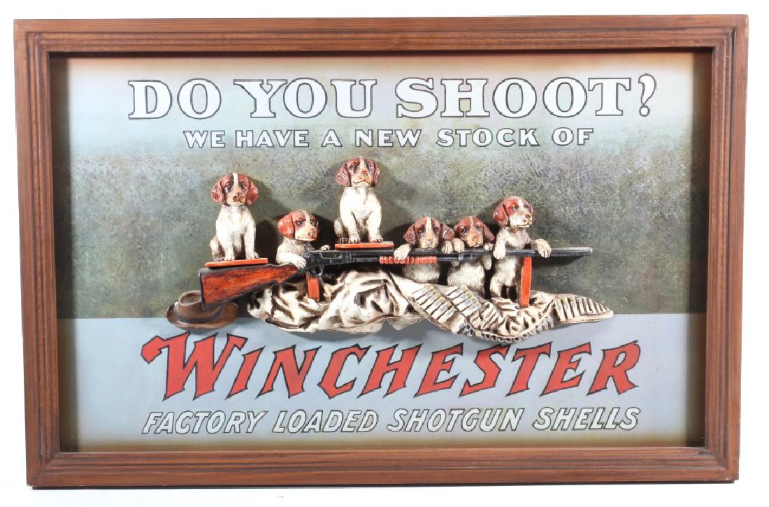 Winchester 3d Bird Dog Puppies Advertising Sign