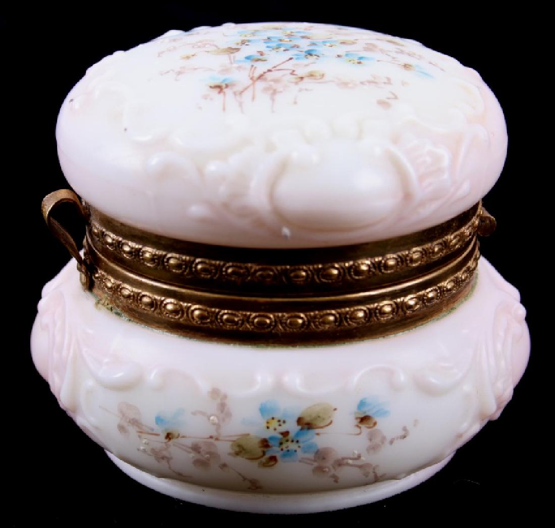 Antique Opal Glass "wave Crest" Dresser Box