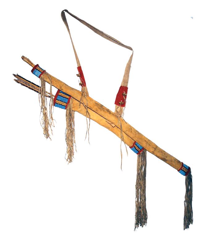 Comanche Beaded Bow & Arrow Hide Quiver C. 1800's