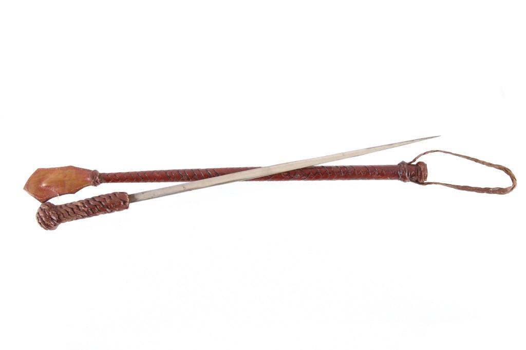 Braided Leather Riding Crop W/ Hidden Dagger