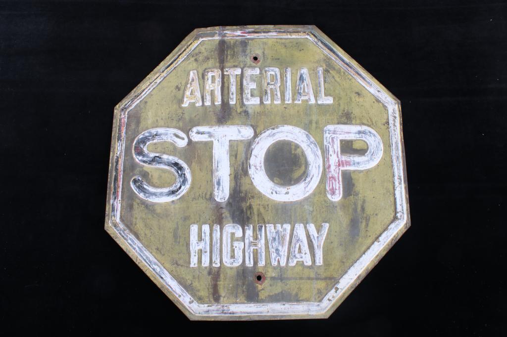 Embossed Multi Colored Arterial Highway Stop Sign