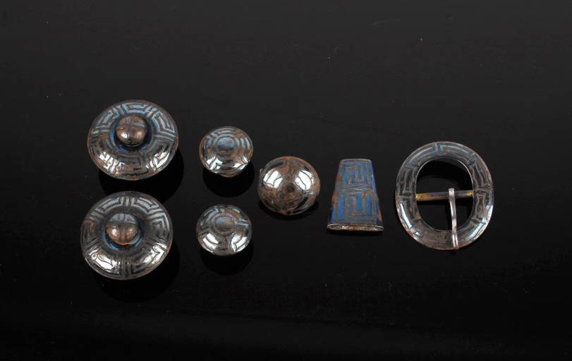 Vaquero Conchos & Headstall Silver Inlaid Set 1890