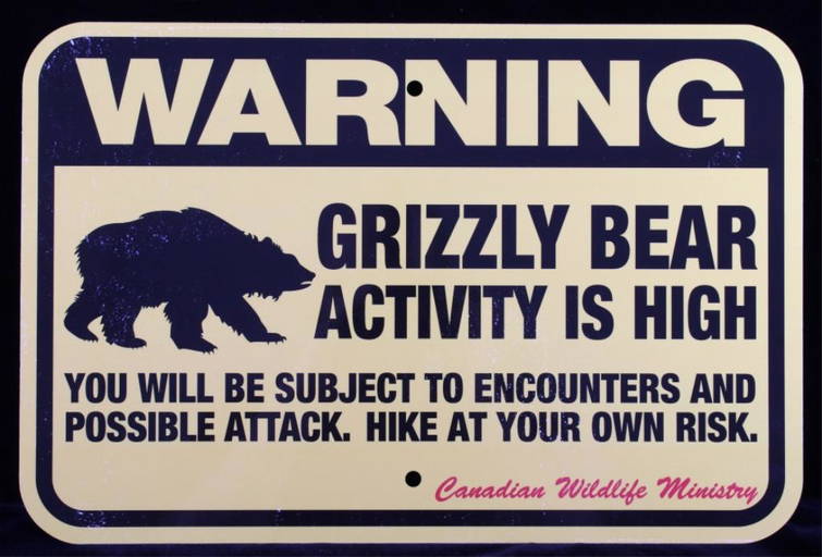 Grizzly Bear Warning Sign From Canada