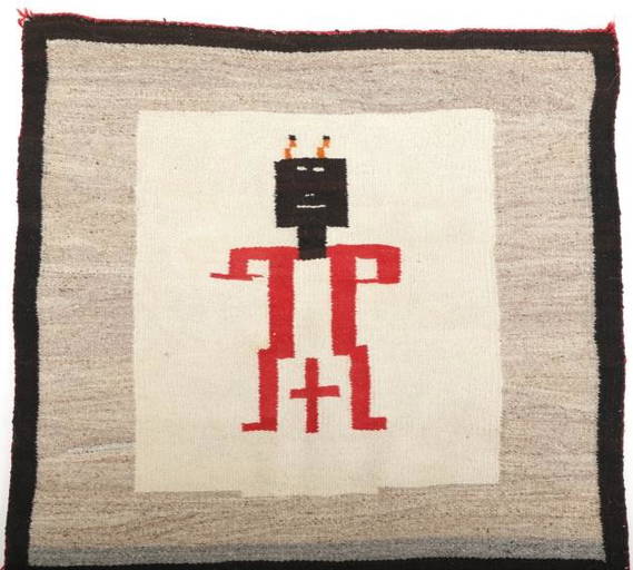 C. 1940 Navajo Yei Be Chei Figural Polychrome Rug