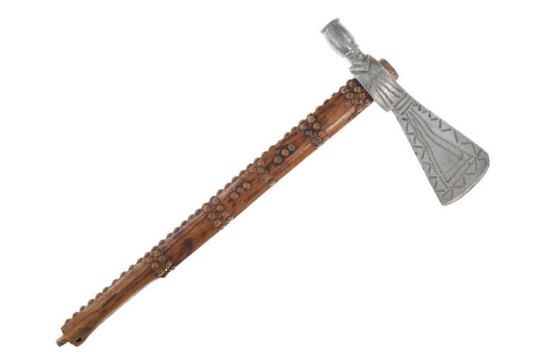 C. 1875 Western Pipe Tomahawk Rocker Engraved Auction