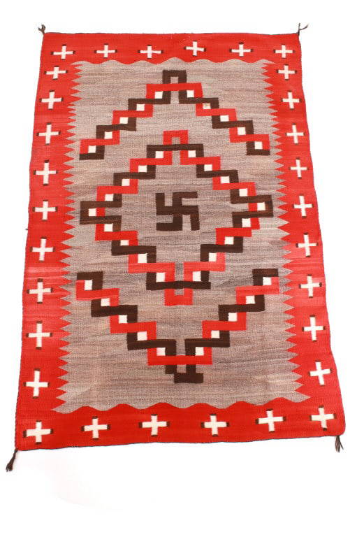 Early Navajo Ganado Hubbell Cross Rug C. 1900-20's Auction