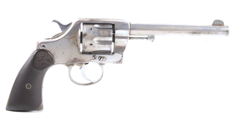 C.1900 Colt New Army & Navy Da 38 Nickel Revolver Auction