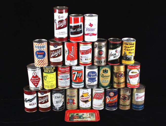 Twenty Four Flat Top Beer Cans Ca. 1935 1980
