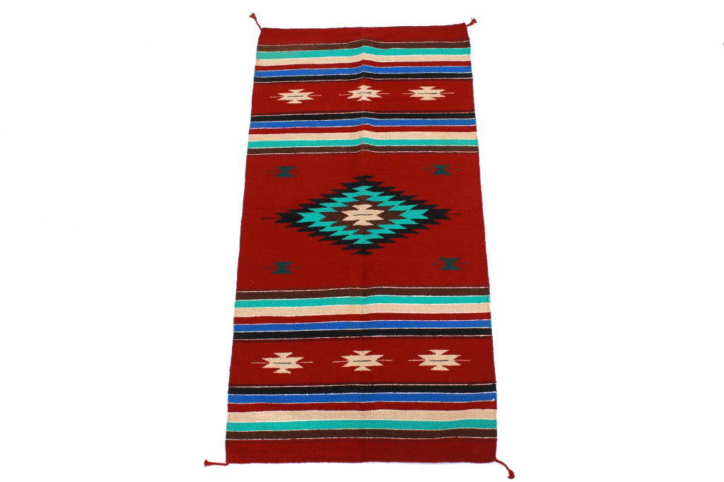 Mexican Saltillo Wool Stepped Medallion Rug Auction
