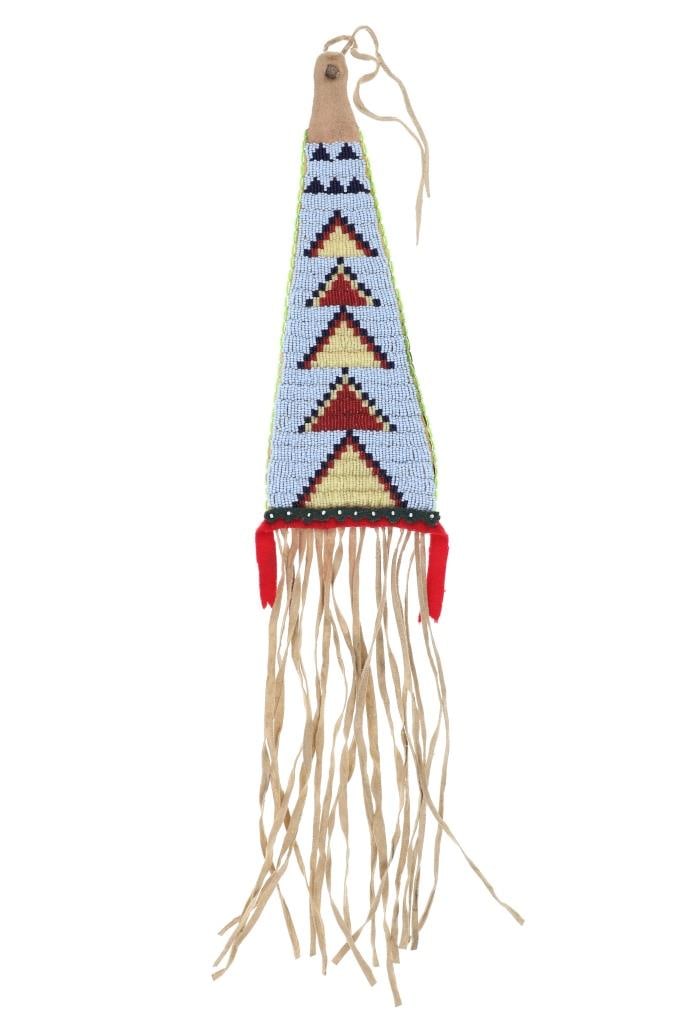 Blackfeet Beaded Hide Tomahawk Drop 20th Century Auction