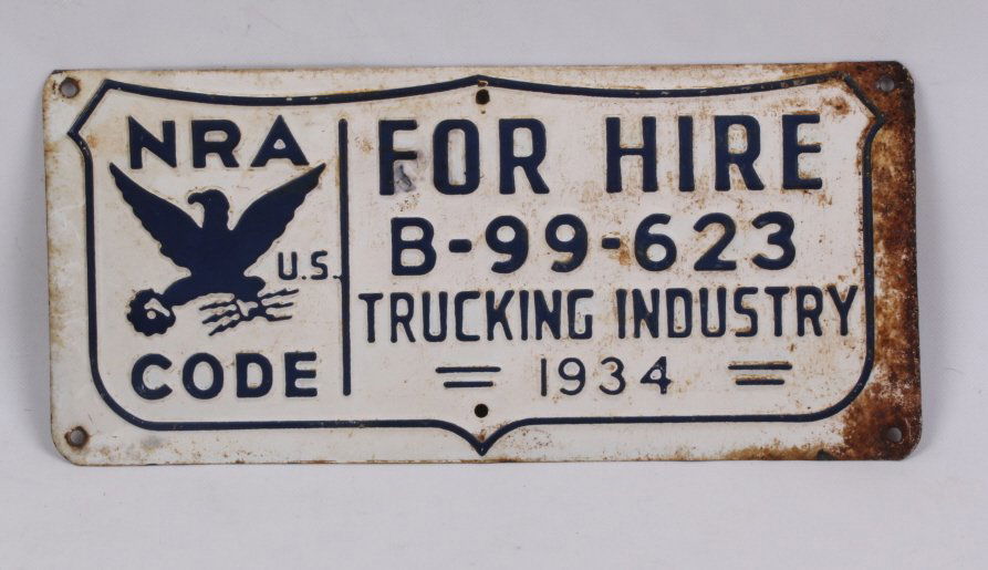 1934 NRA Code License Plate