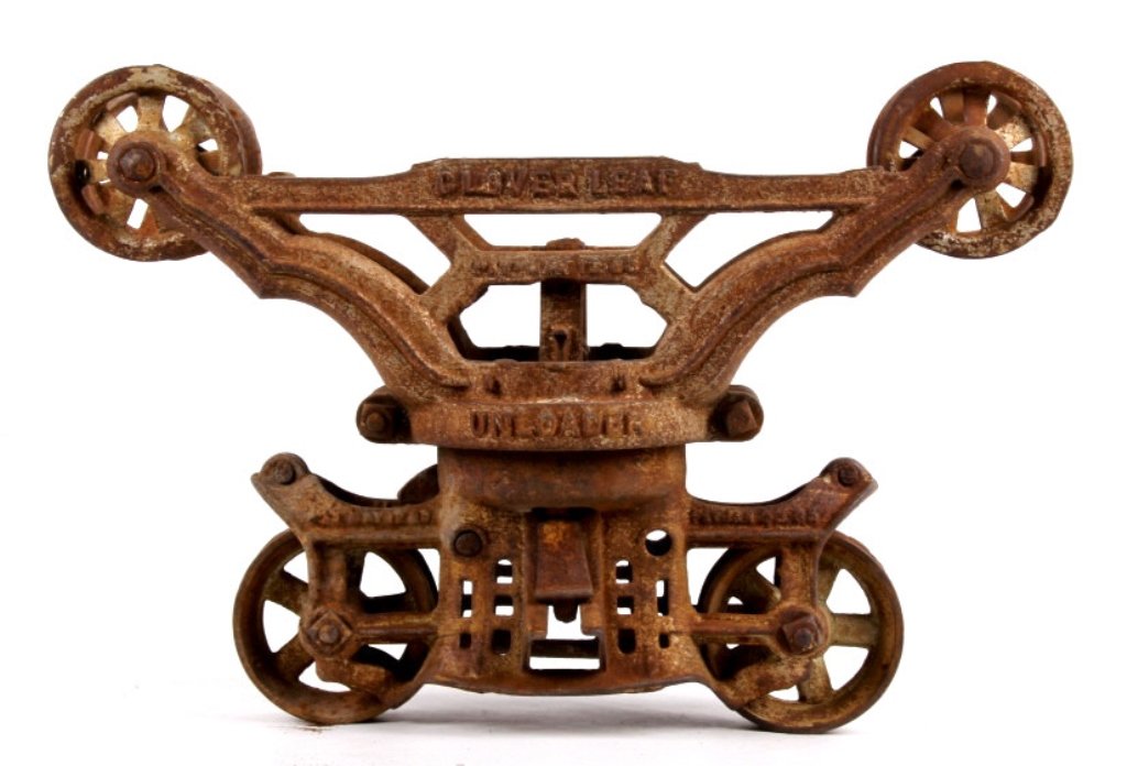 Antique Clover Leaf Hay Trolley This is a cast iro