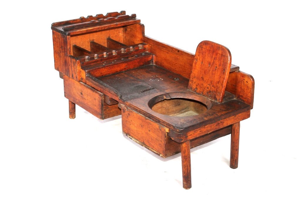 Primitive Chamber Pot Chair & Work Bench The lot s