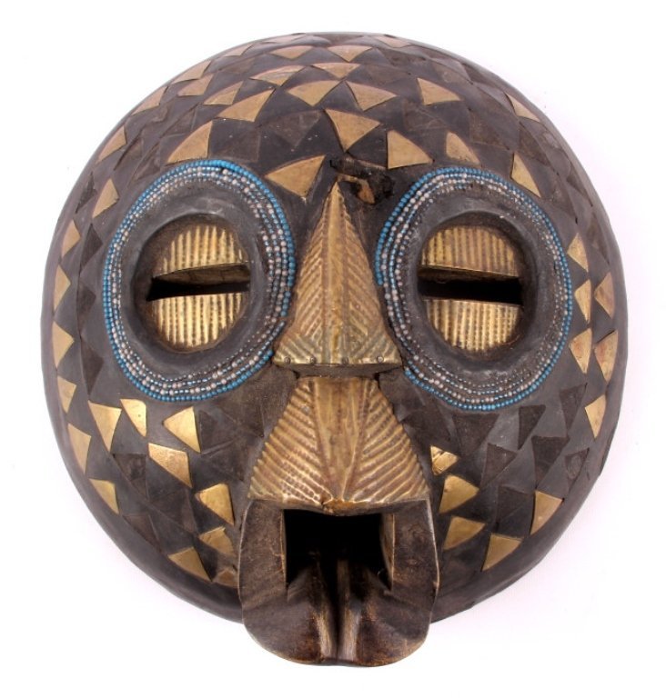 Brass Ashanti Moon Face Mask from Ghana This is a