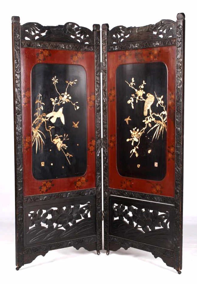 Antique Chinese Partition with Ivory Inlaid Design