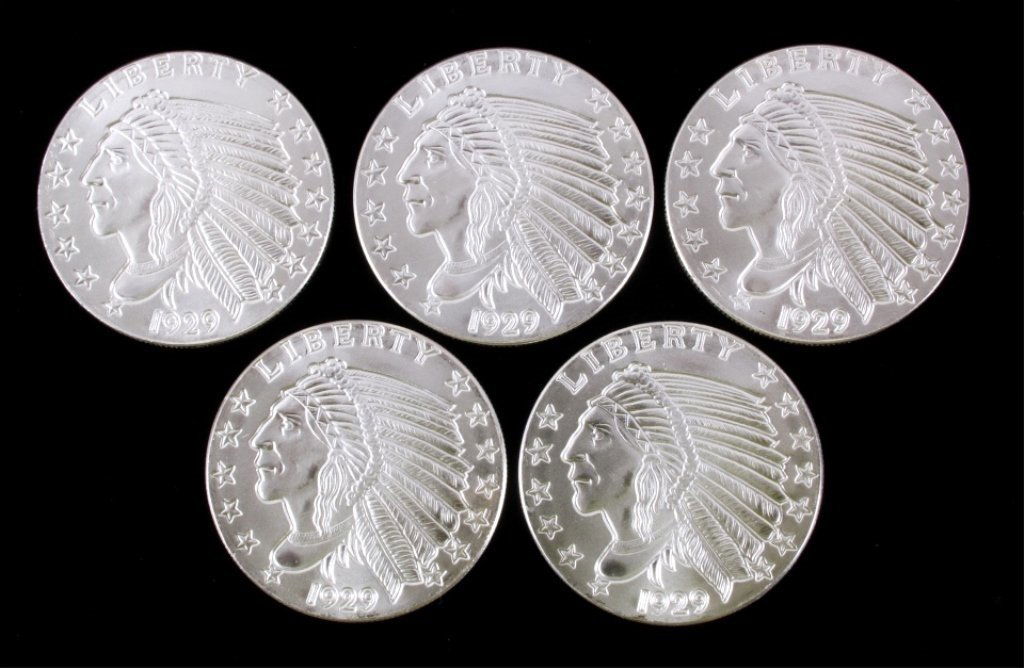 Silver Incused Indian Head Silver Rounds 5 Troy Oz