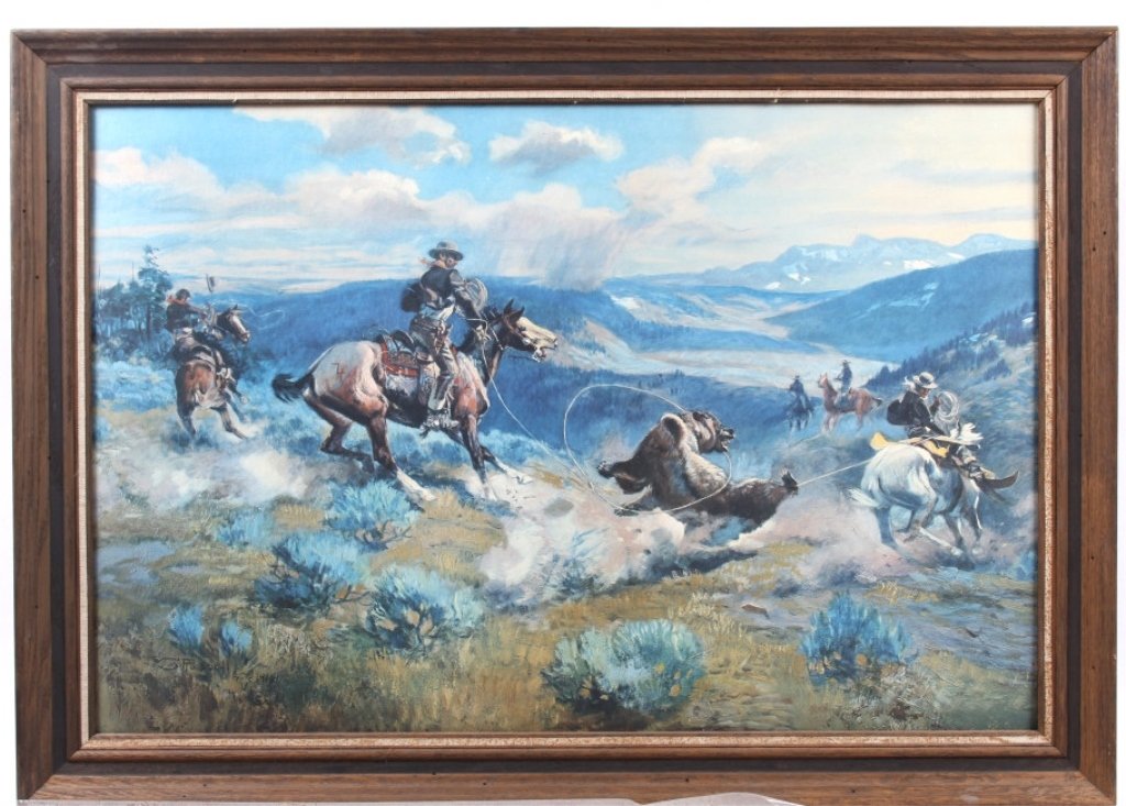 Roping a Grizzly Print by Charles Russell