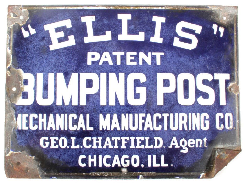 Ellis Bumping Post Railroad Porcelain Sign 1890-19