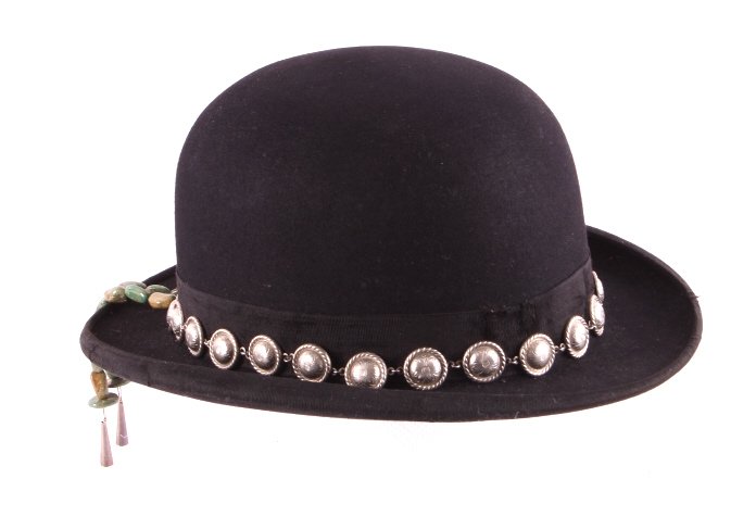 Navajo Indian Bowler Hat w/ Conchos and Turquoise