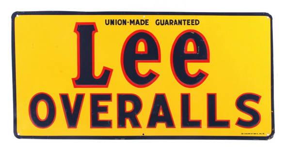 Lee Overalls Embossed Tin Sign.