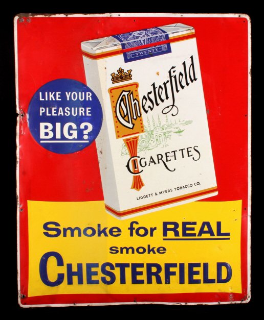 Chesterfield Cigarettes Tin Advertising Sign