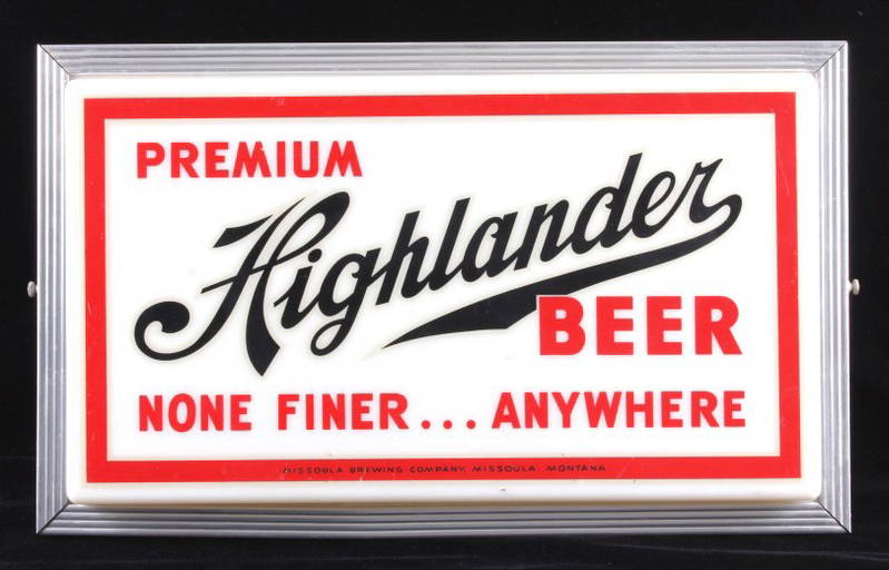 Highlander Beer Lighted Advertising Sign