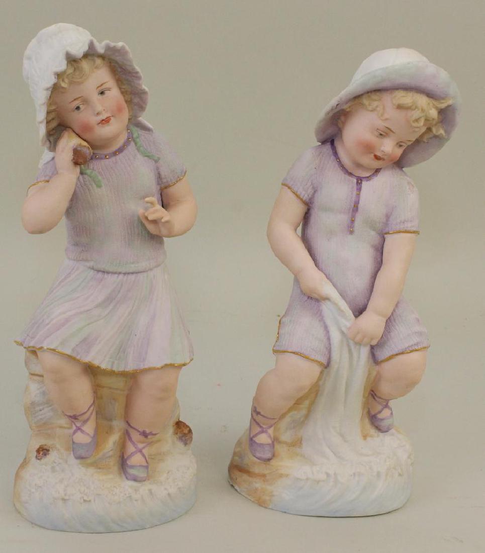 Pair Of Heubach Figurines: Matching Boy And Girl.