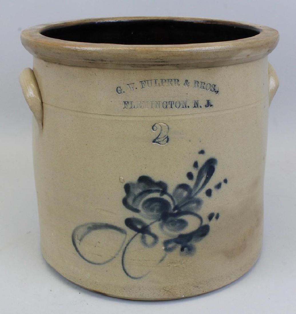 Stoneware, G.w. Fulper & Bros, 2 Gallon Crock