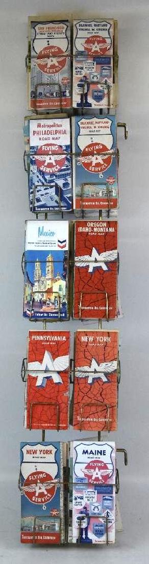 Gas Station Map Rack with 1950's era maps