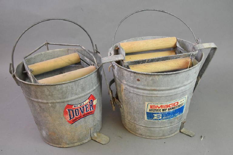 Two Galvanized Wringer Buckets
