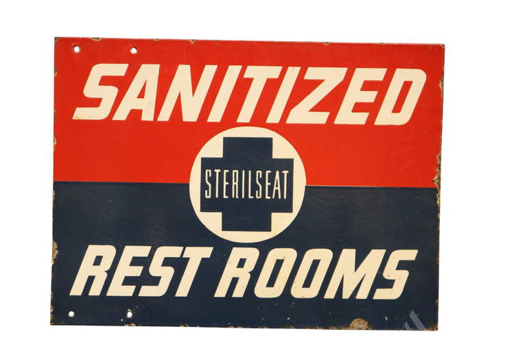 Porcelain "sanitized Rest Room" Sign
