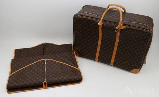 Louis Vuitton Monogram Leather Suitcase And Garment Bag