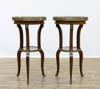 Round Mahogany Two Tiered Table With Transfers