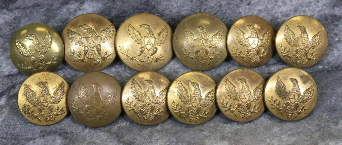 Collection Of Pre Civil War Us Army Eagle "a" Artillery Buttons