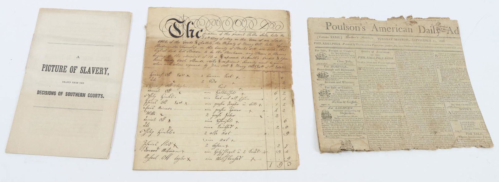 Nineteenth Century Anti-slavery Pamphlet And Estate Sale Ledger Auction