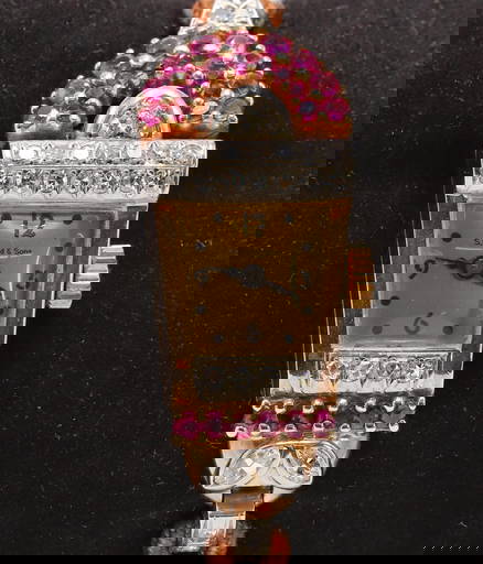 S. Kind & Sons 14k Rg Diamond And Ruby Wristwatch