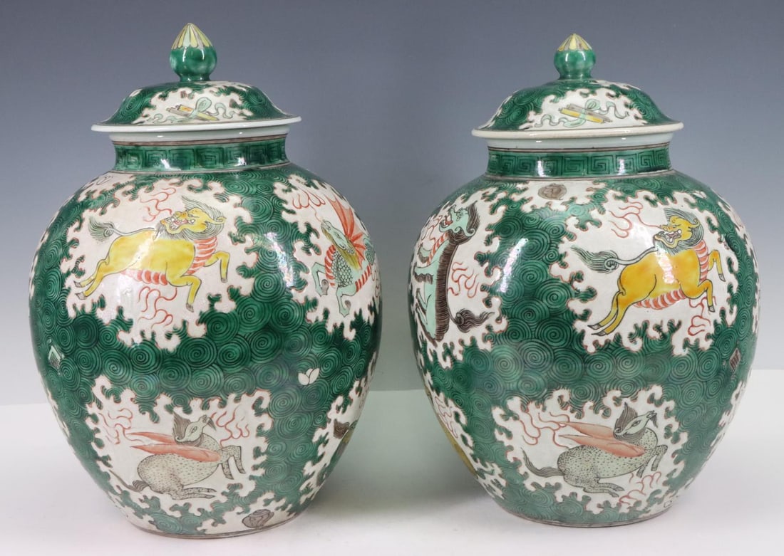 Chinese Mythical Beasts Jars Auction