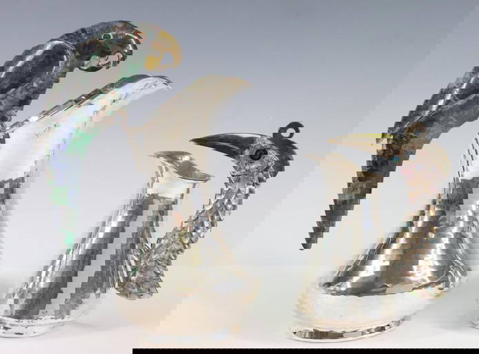 Los Castillo Silver Plate Bird Pitchers
