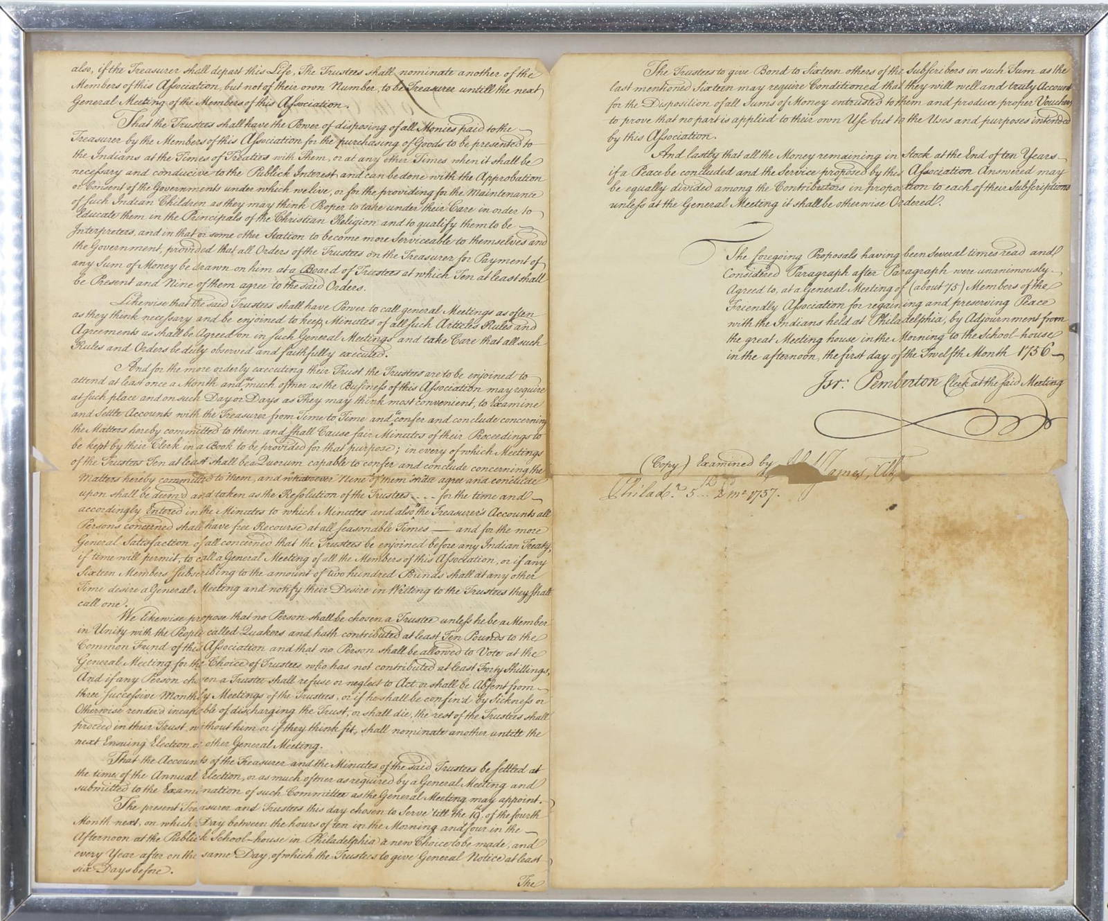 18th Century Document Related To Relationship Between Pennsylvania ...