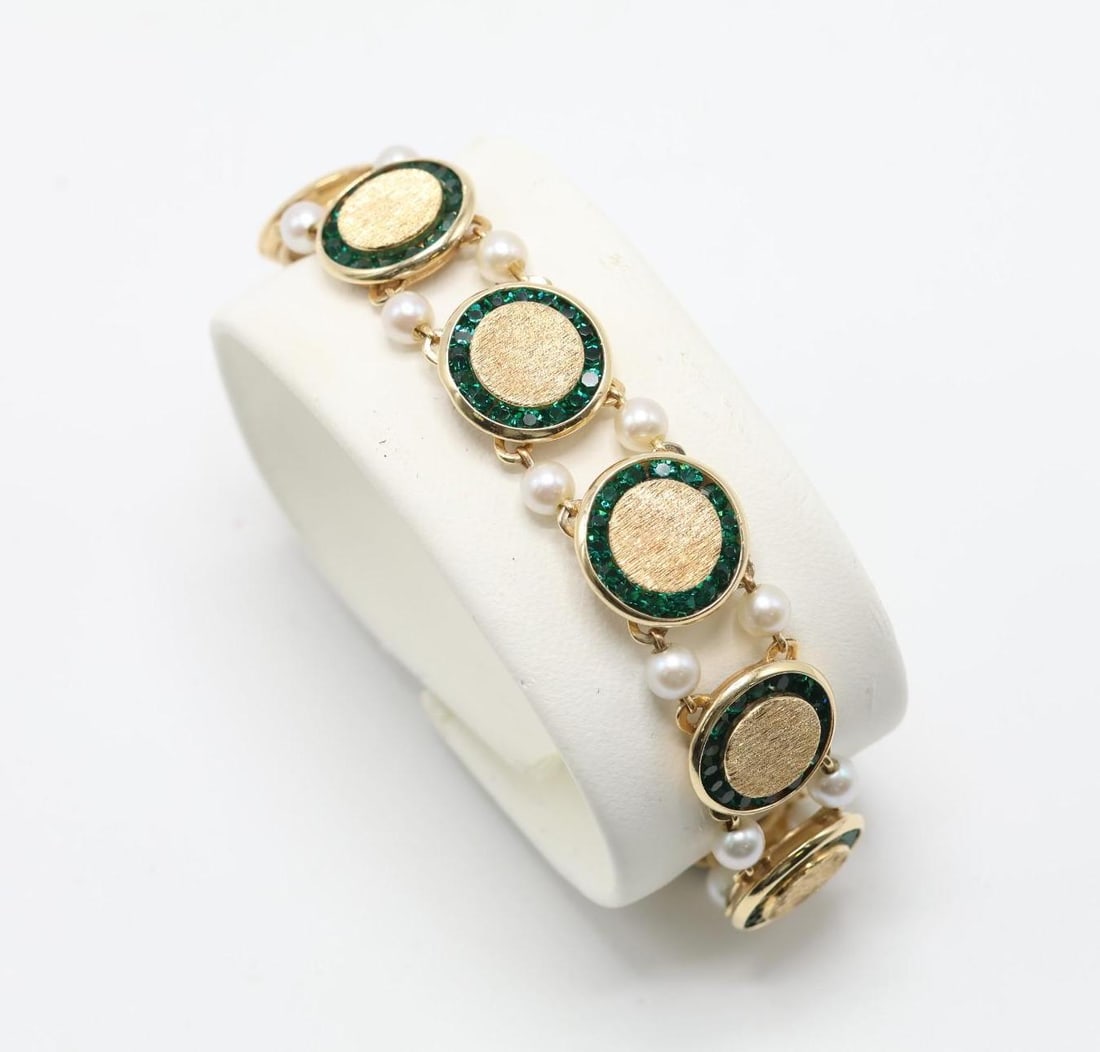 14k Yg Lucien Piccard Tsavorite Bracelet Auction