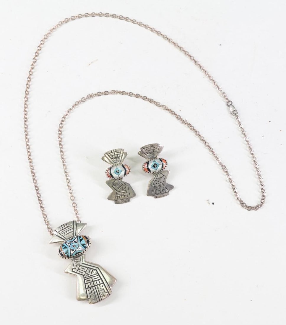 Roderick & Marilyn Tenorio, Kewa Sterling Pendant And Earrings Auction