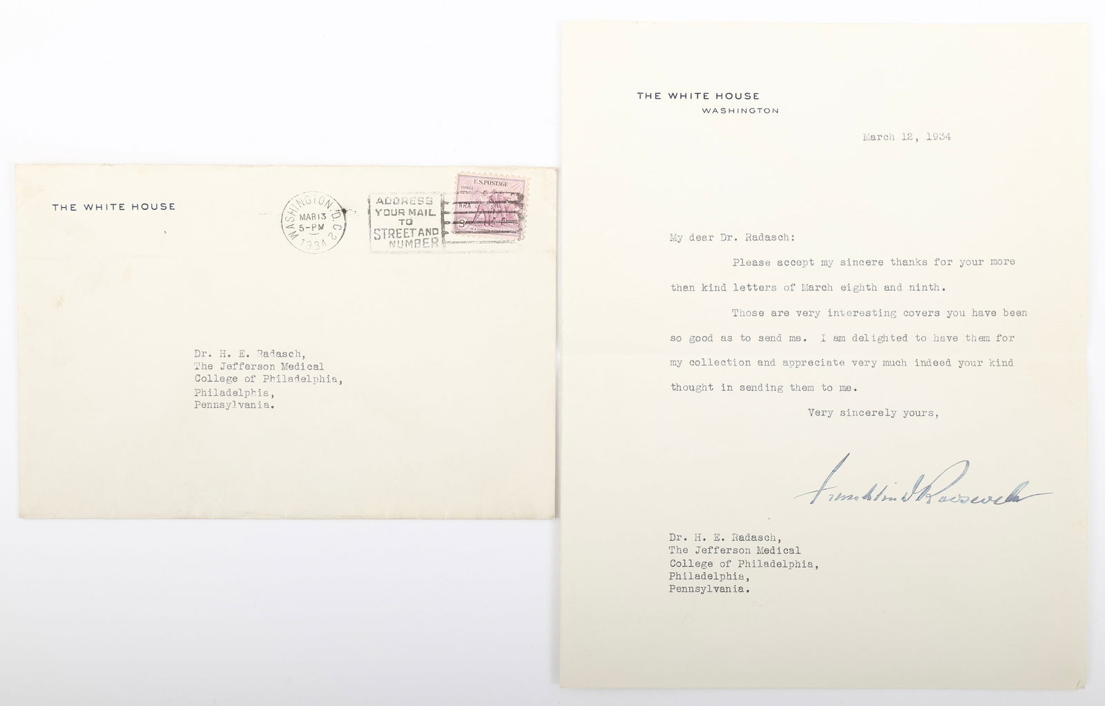 Autograph Of U.s. President Franklin D. Roosevelt Regarding Stamps Auction