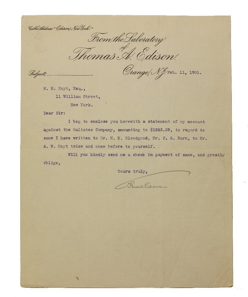Thomas Edison Autograph