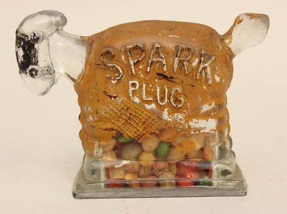 Flint Glass Spark Plug Mule Candy Container