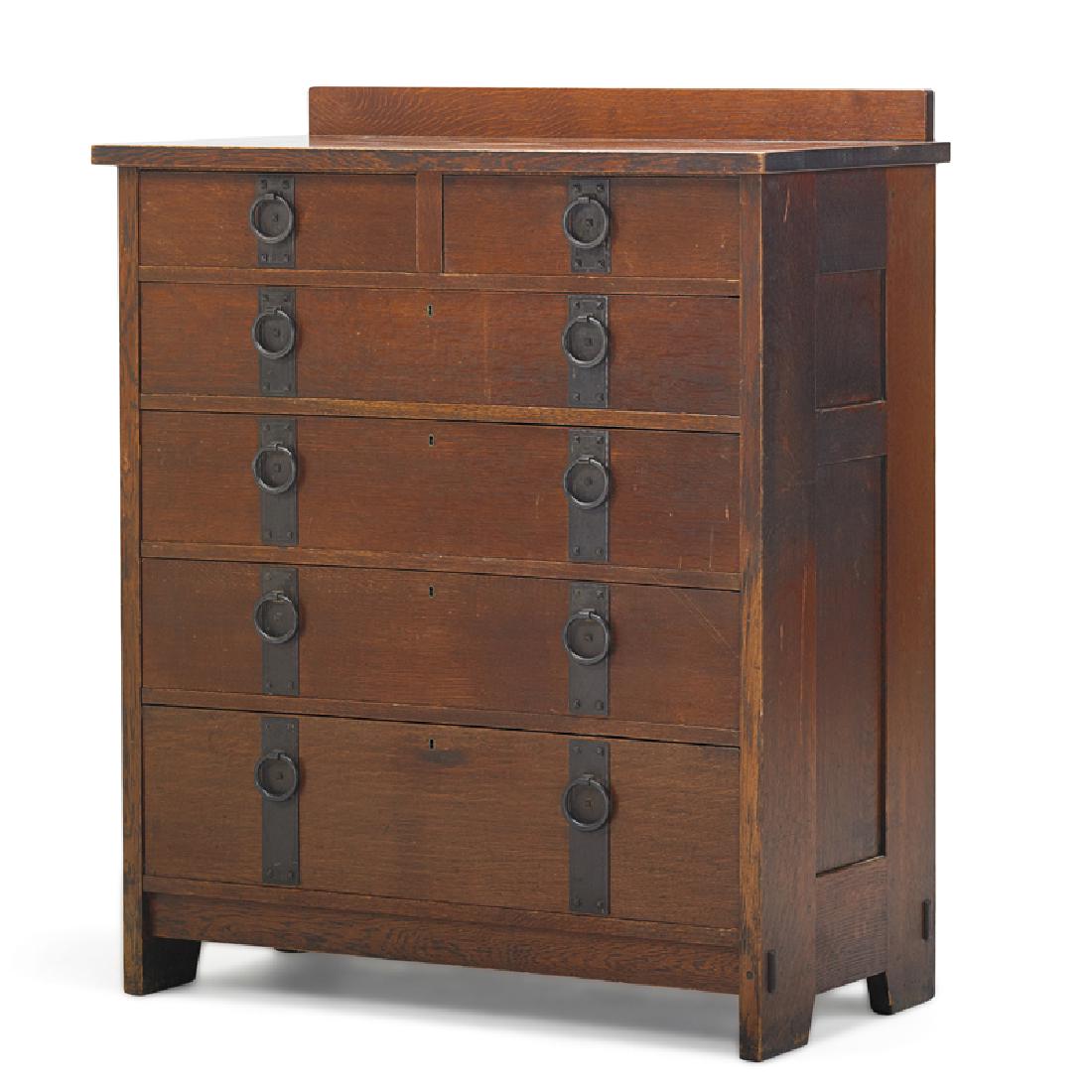 GUSTAV STICKLEY Rare chest with strap hardware